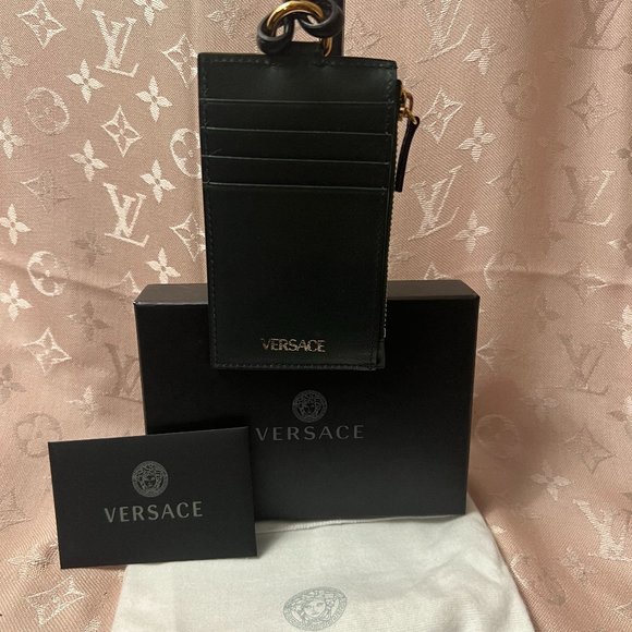 Versace | Bags | Nwt Versace Lanyard Cardholder Green And Black With ...